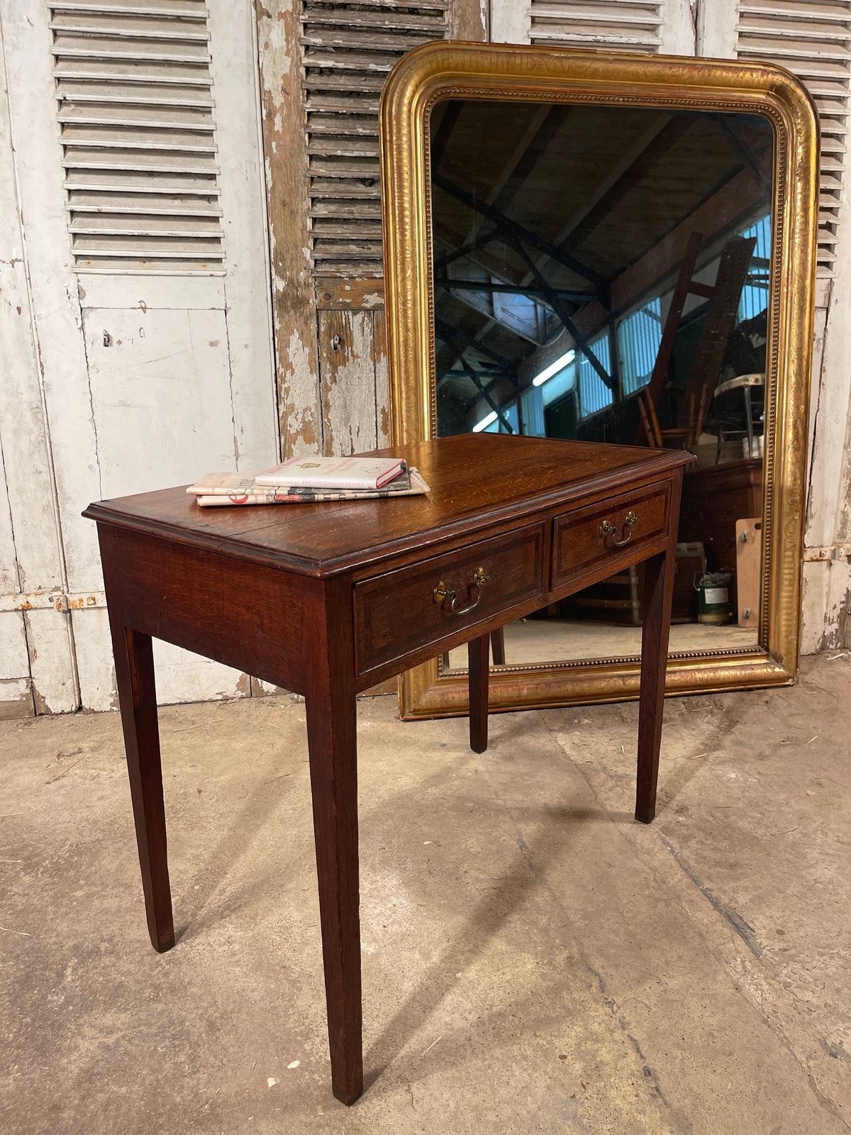 Antique Regency Yorkshire Oak & Mahogany Console/Writing Desk/Side Tab ...