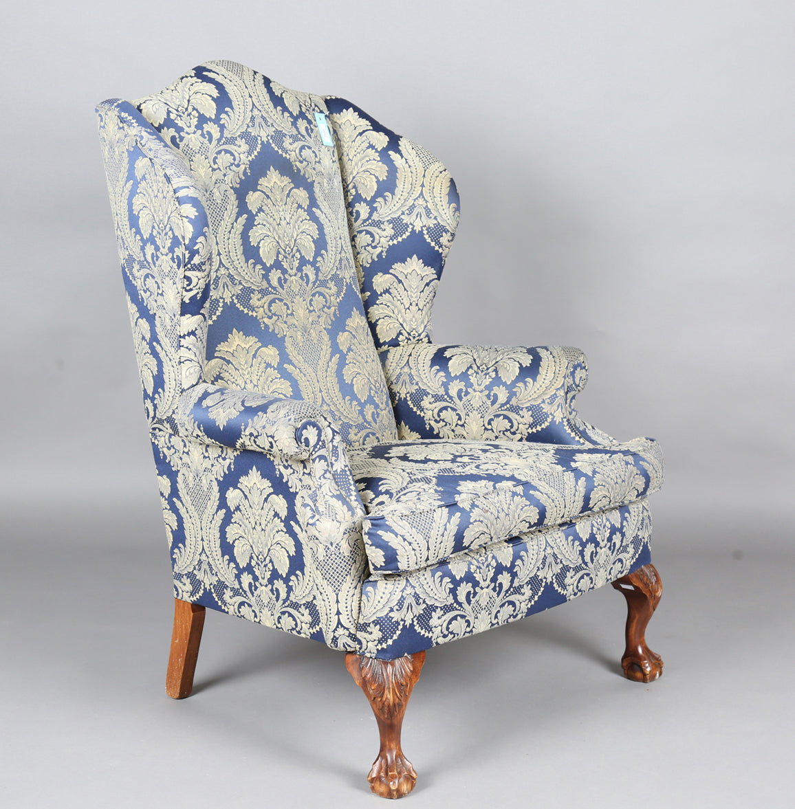 A Beautiful Country House Wingback Library Chair Reupholstered In Fine ...
