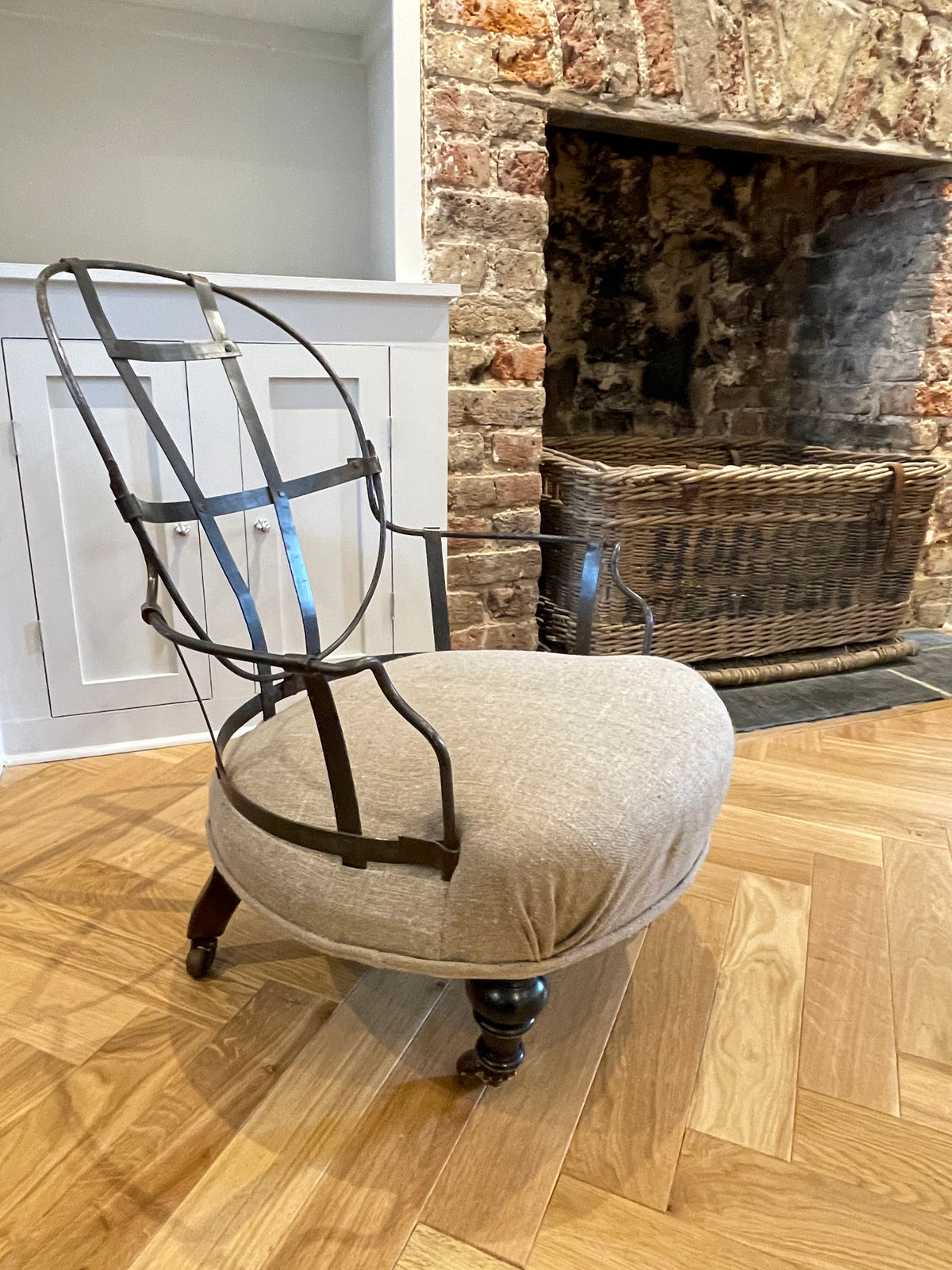 Rare Antique Victorian Iron Back Chair Ebonised Legs– Search & Rescued