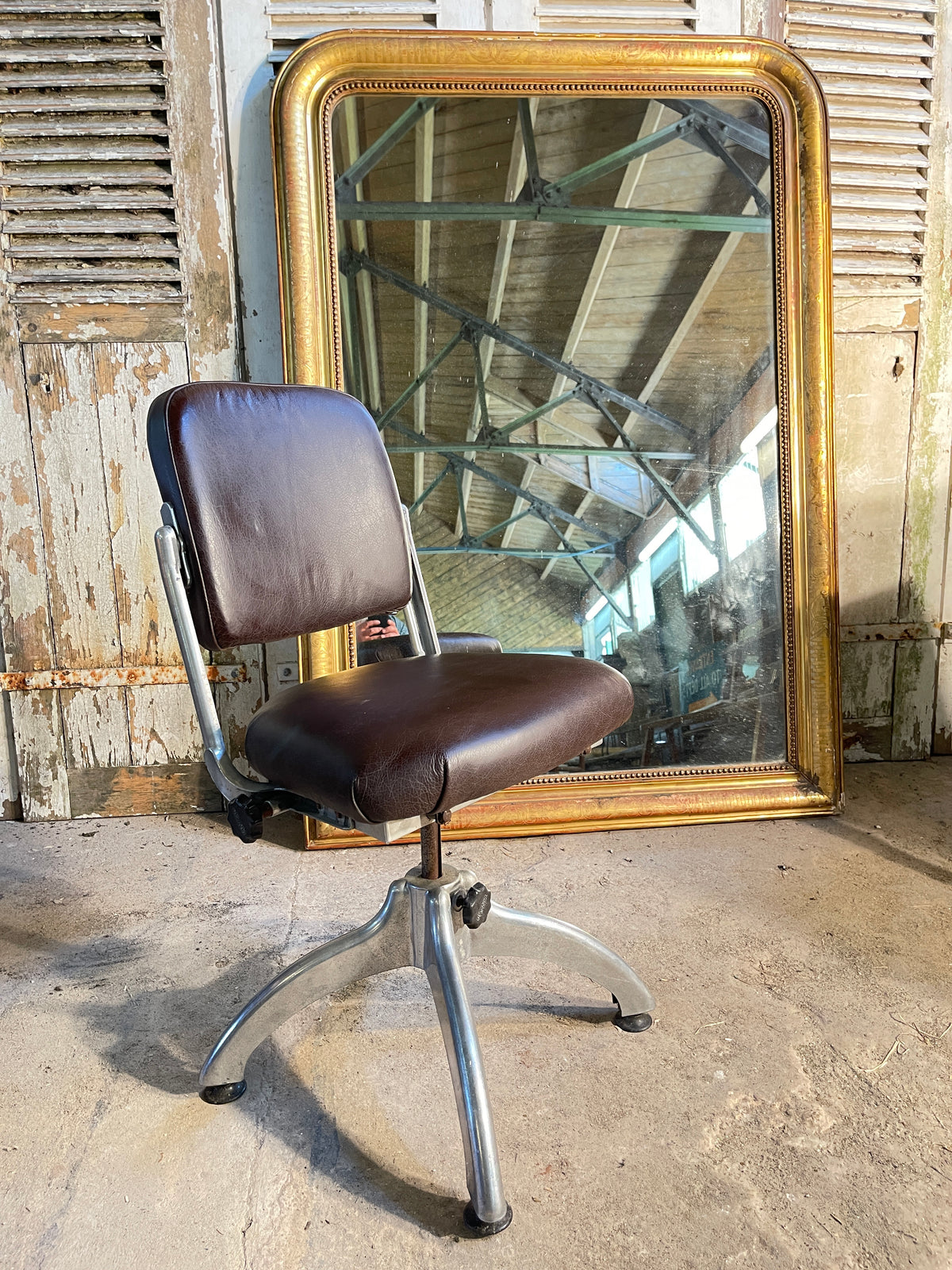 1930’s Machinists Tan Sad Factory Chair– Search & Rescued