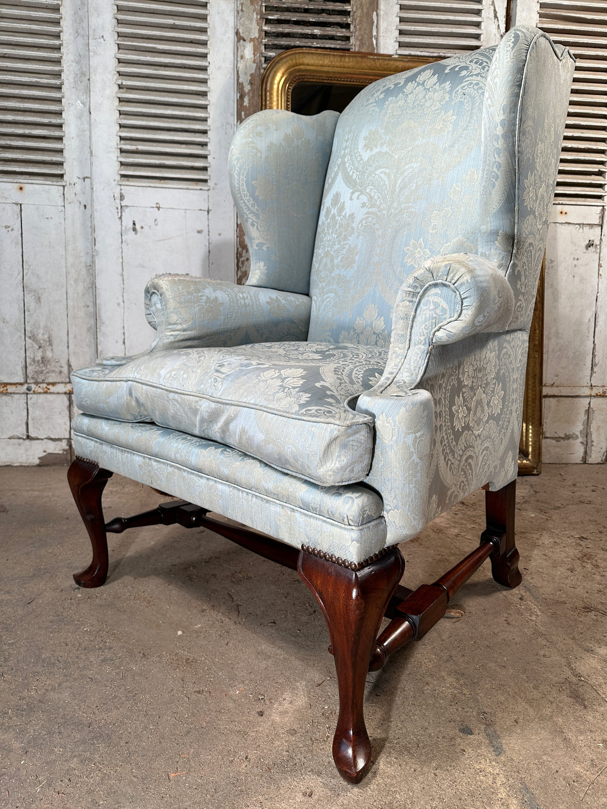 A Beautiful Early Georgian Pad Foot Country House Wingback Library Arm ...