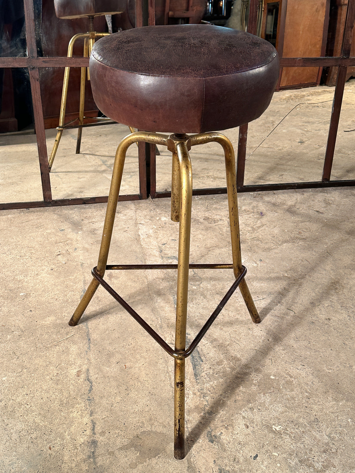 Vintage Industrial Adjustable Engineers Leather Stool Circa 1920 ...